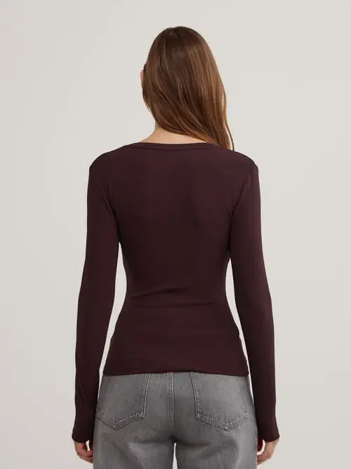 Witchery Scoop Neck Long Sleeve Top - Wine