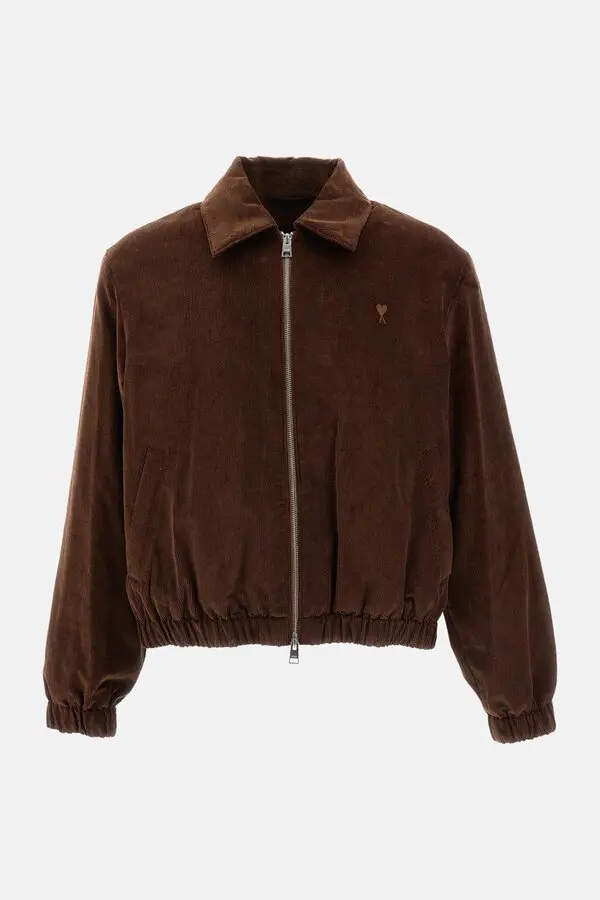 AMI Paris Giacca Imbottita Con Zip De Coeur - Marrone