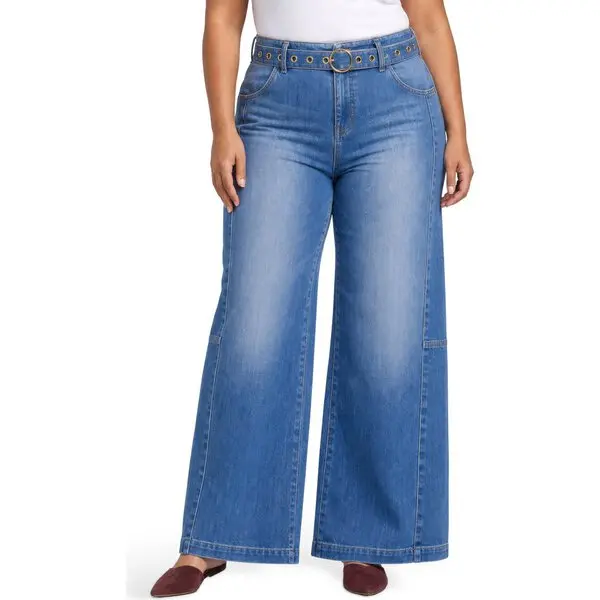 NYDJ Gracie High Waist Wide Leg Jeans - Agave
