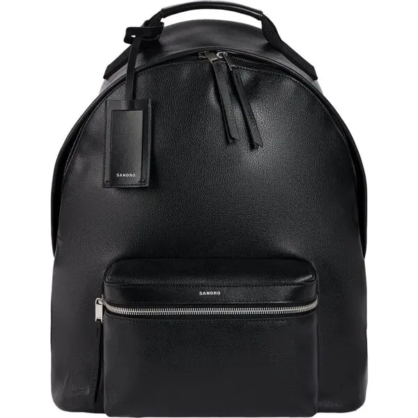 Sandro Reconstituted Leather Rucksack - Black