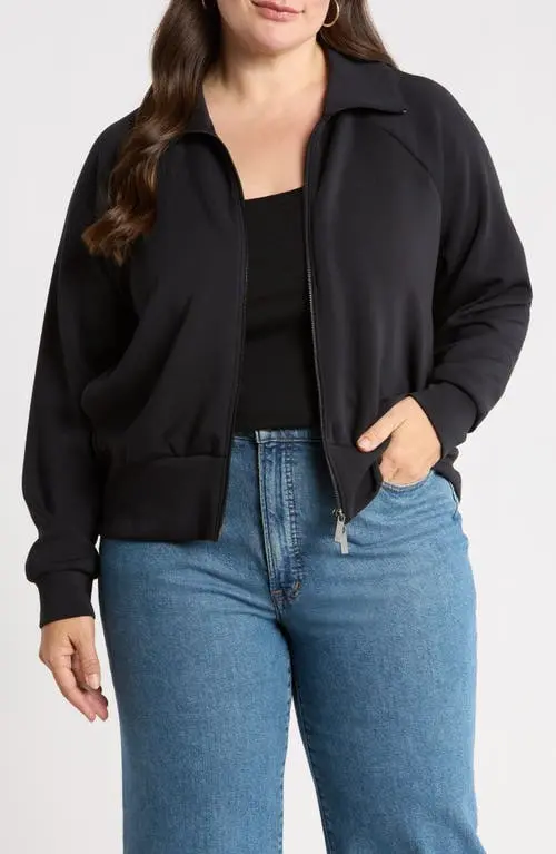 Caslon Scuba Sweatshirt Jacket - Black
