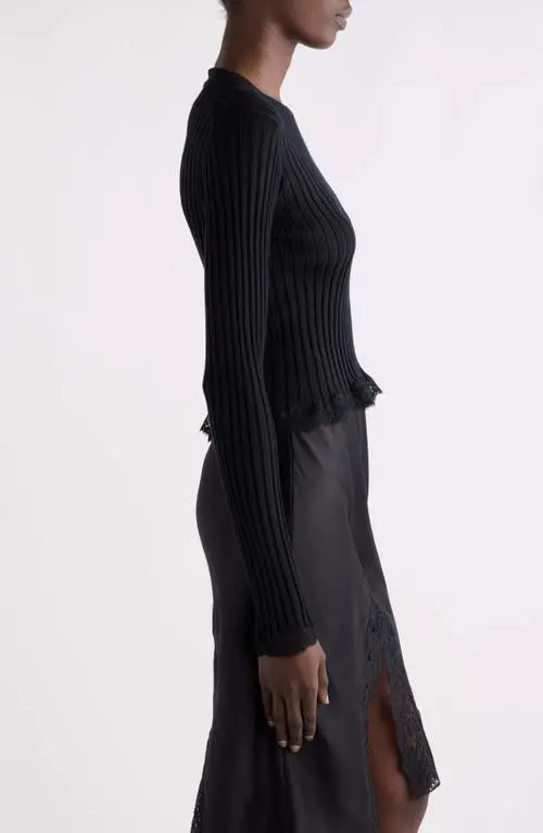 Saint Laurent Cassandre Lace Trim Rib Wool