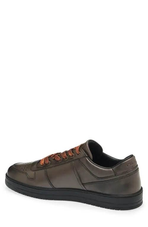 Prada Downtown Hammer Leather Sneaker - Fumo