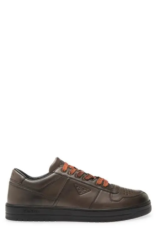 Prada Downtown Hammer Leather Sneaker - Fumo