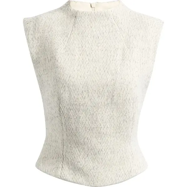 Oddmuse Wool Blend Tweed Sleeveless Top - Grey