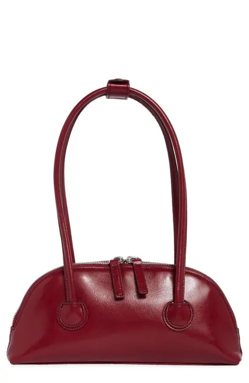 MARGESHERWOOD Bessette Leather Shoulder Bag - Wine Glossy Plain
