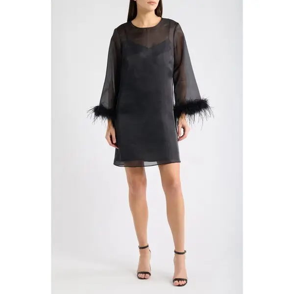 Julia Jordan Feather Cuff Mini Shift Dress