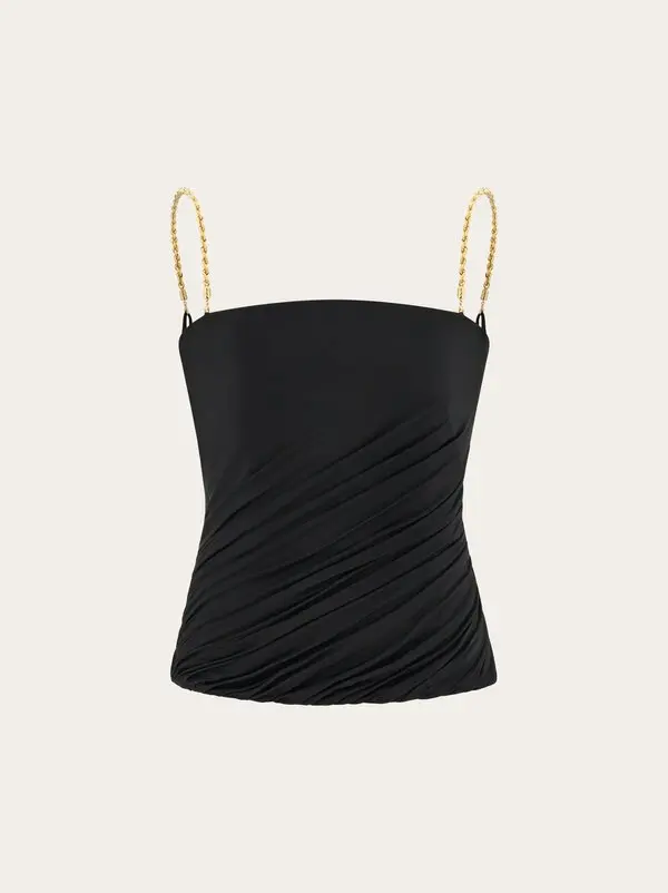 FERRAGAMO Gathered Top With Chain Detail - Black