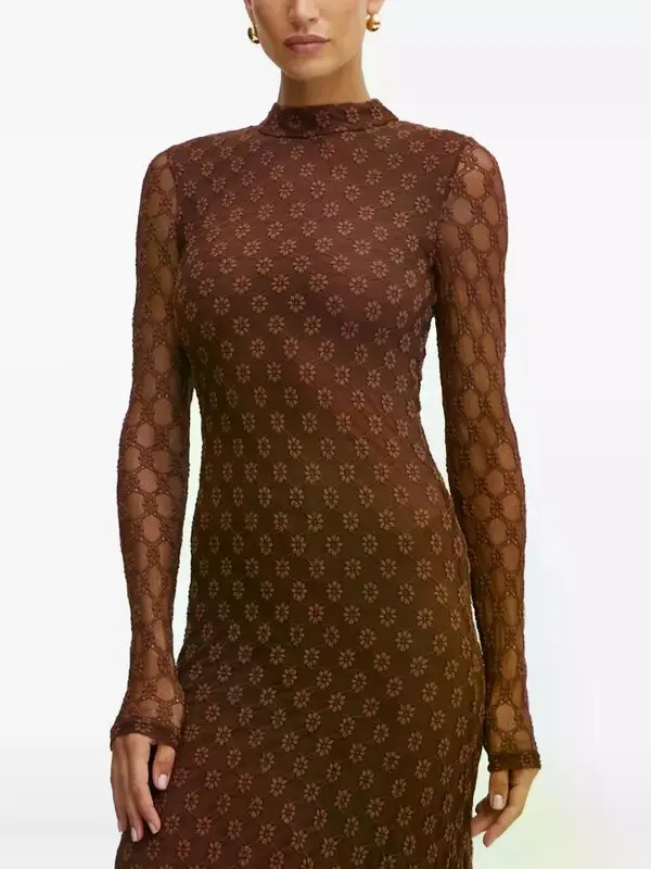 Bardot Floral-lace High-neck Midi Dress