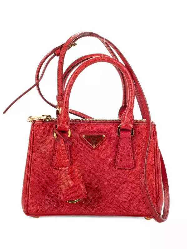 Prada Mini Galleria Double-zip Tote Bag - Red