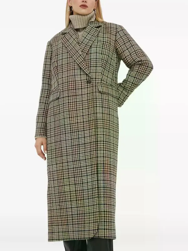 HERSKIND Wanda Check-pattern Double-breasted Coat - Brown