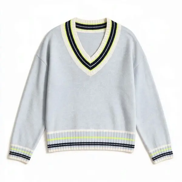 BRODIE CASHMERE Stitchy Trim V Mist - Blue