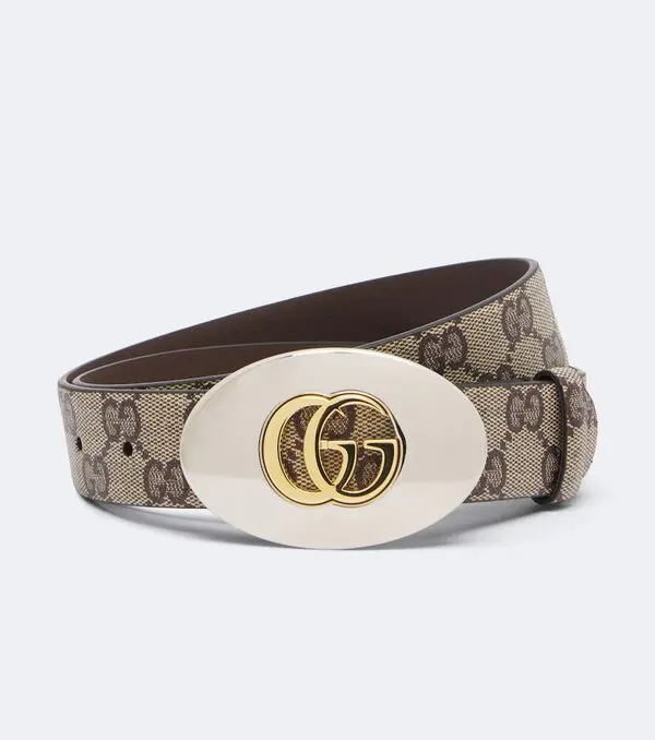 Gucci Double G Gg Canvas Belt - Beige