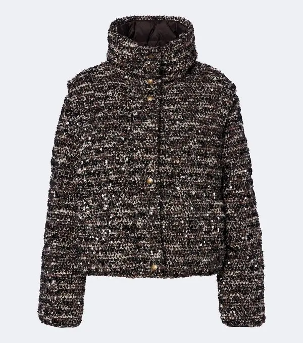 Moncler Poetique Sequined Bouclé Down Jacket - Multicoloured