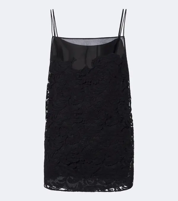 Khaite Neema Silk Voile And Lace Top - Black