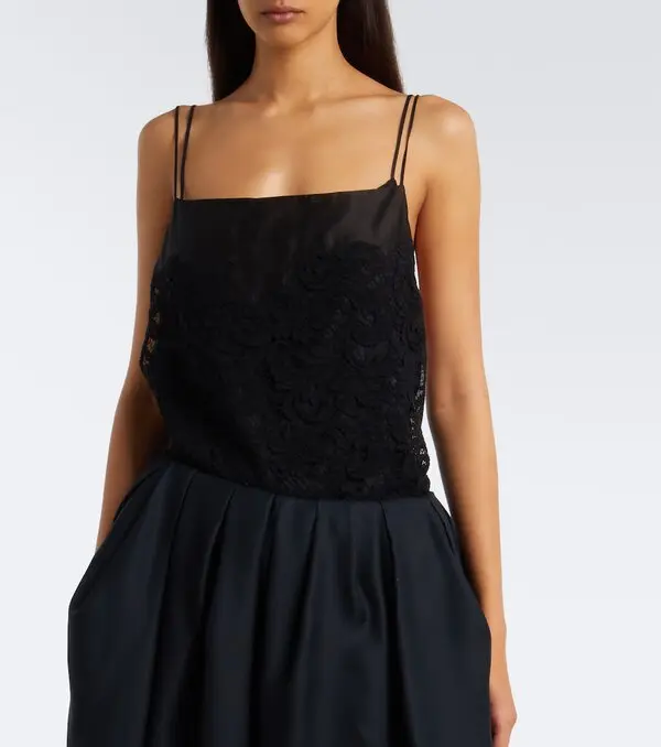 Khaite Neema Silk Voile And Lace Top