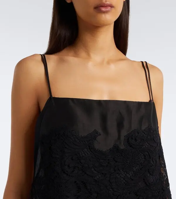 Khaite Neema Silk Voile And Lace Top