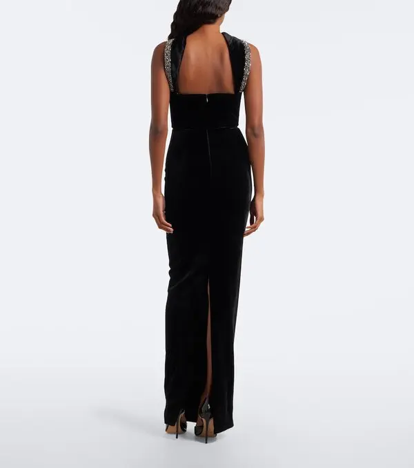 Roland Mouret Embellished Halterneck Velvet Gown