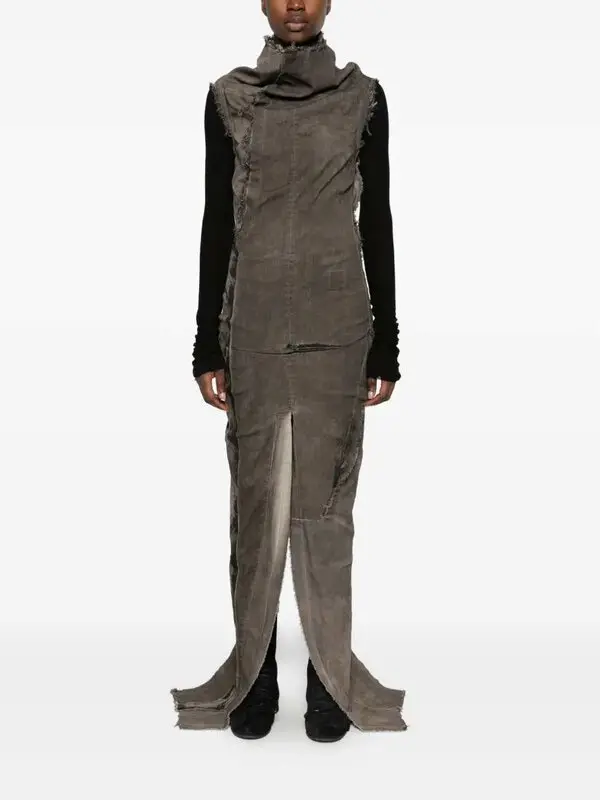 Rick Owens Distressed-effect Panelled Dress - Gray