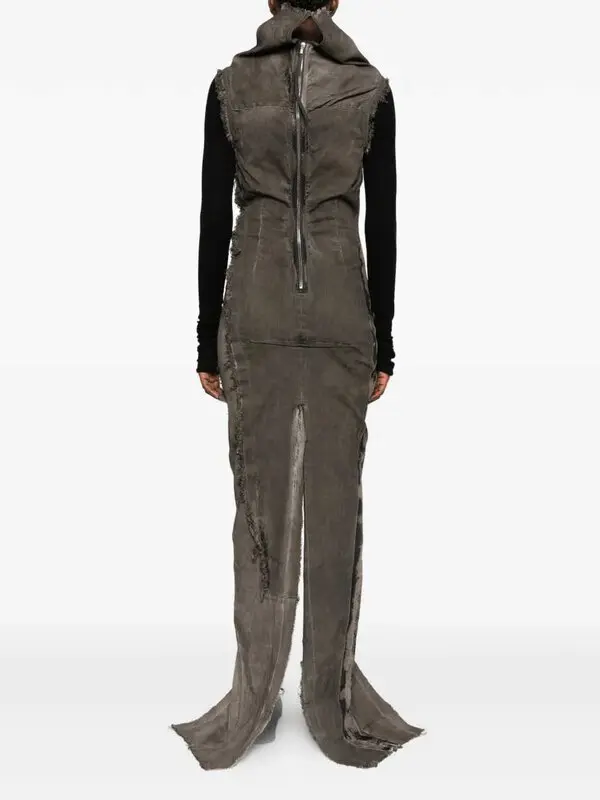 Rick Owens Distressed-effect Panelled Dress - Gray