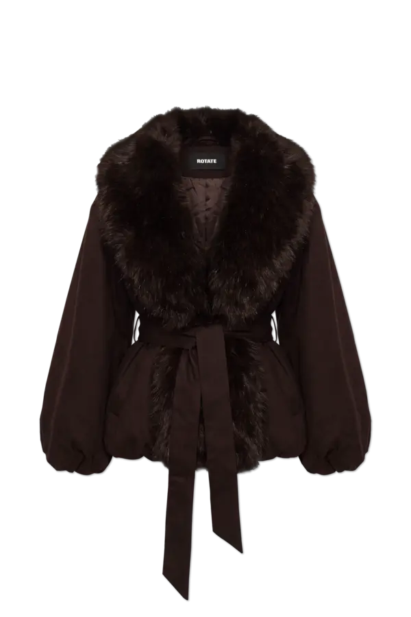ROTATE BY BIRGER CHRISTENSEN Heated Jacket With Faux Fur - Brown