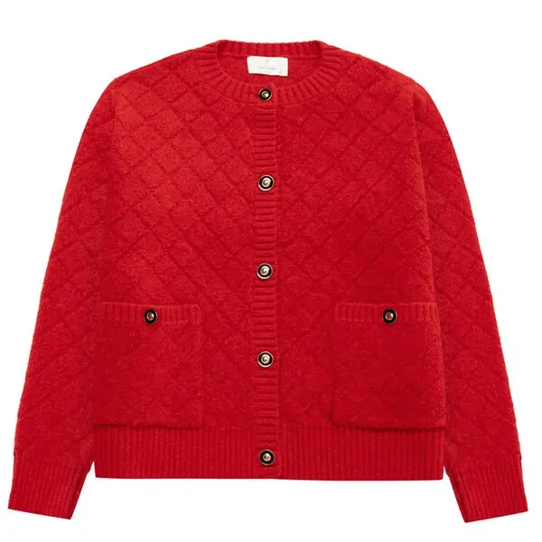 PERALUNA Alba Jacket Diamond Patterned - Red