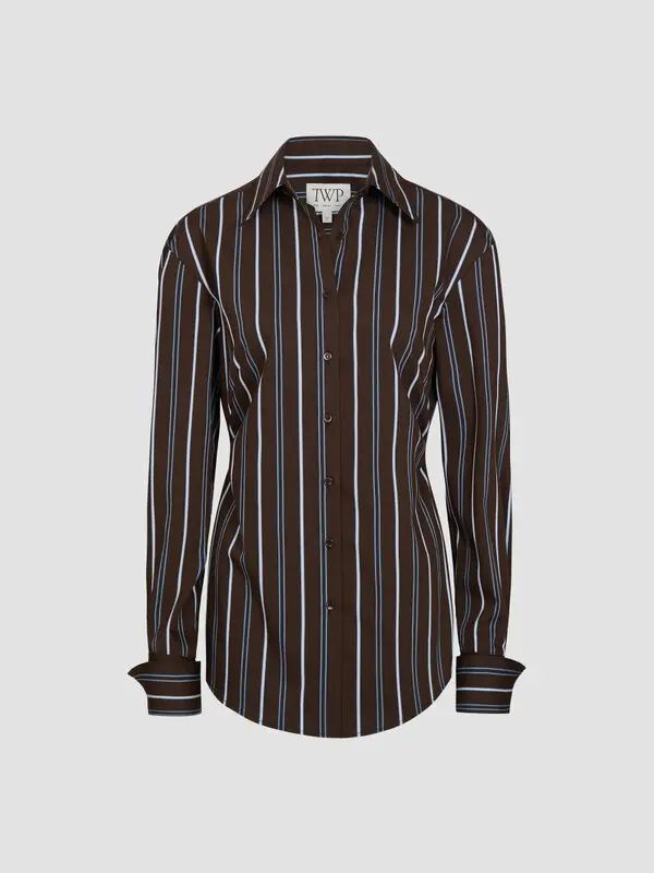 TWP The Night We Met Striped Cotton-blend Shirt - Chocolate Multi
