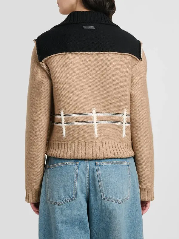Moschino Sheep Jacquard Wool Cardigan
