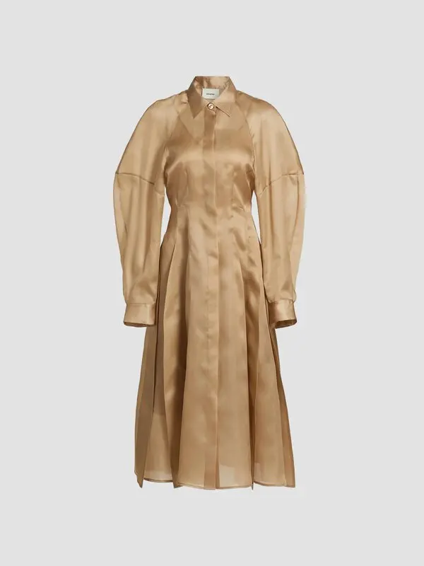 ANONLYCHILD Just A Pinch Porta Silk-satin Shirtdress - Khaki