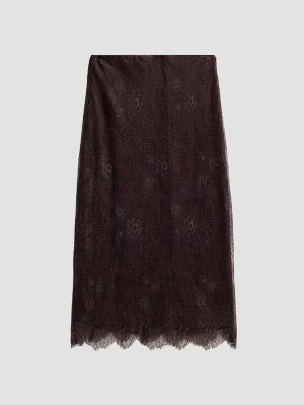 A.L.C. Ava Sequined Floral Lace Midi Skirt - Ganache