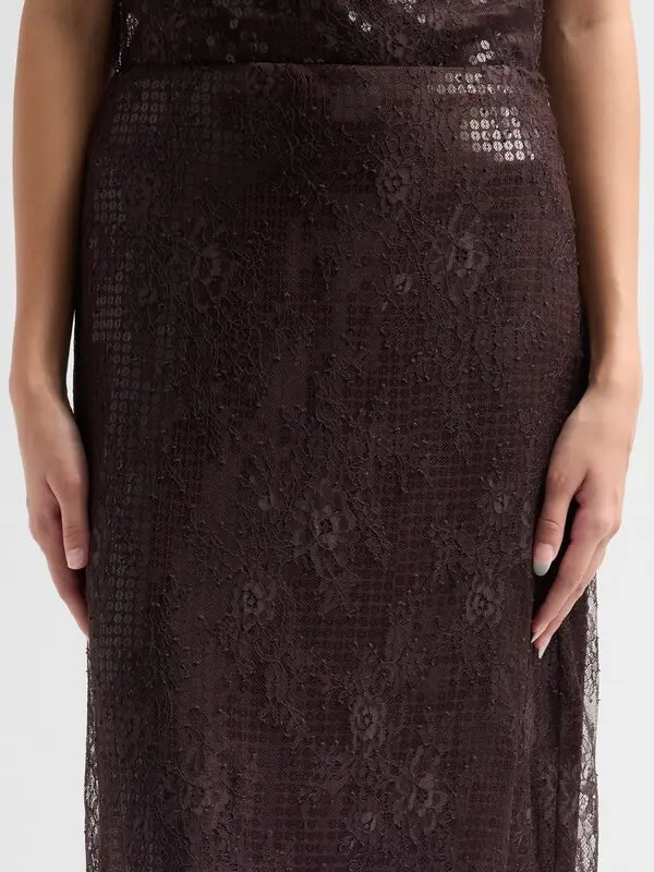 A.L.C. Ava Sequined Floral Lace Midi Skirt