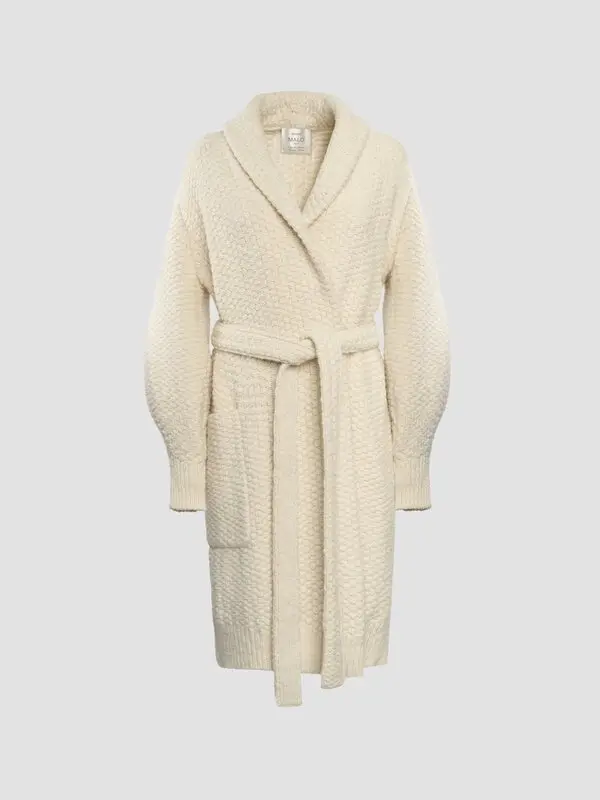 Malo Rice-stitch Wool-cashmere Tie-waist Cardigan - Ecru