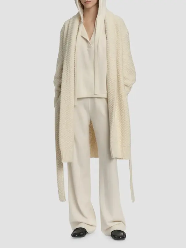 Malo Rice-stitch Wool-cashmere Tie-waist Cardigan
