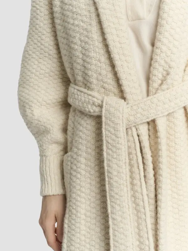 Malo Rice-stitch Wool-cashmere Tie-waist Cardigan
