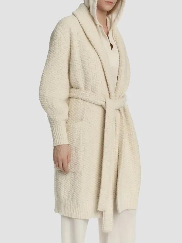 Malo Rice-stitch Wool-cashmere Tie-waist Cardigan