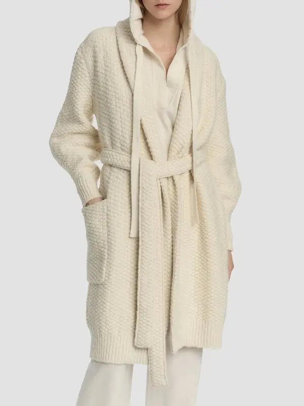 Malo Rice-stitch Wool-cashmere Tie-waist Cardigan
