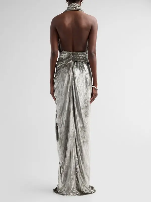 Prabal Gurung Draped Crushed Velvet Halter Gown