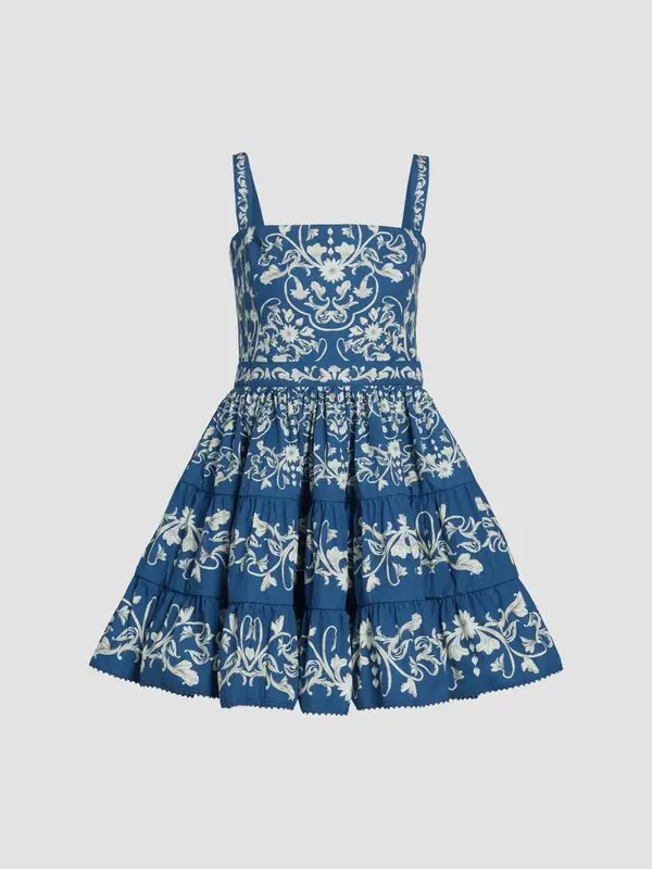 Agua Bendita Lima Ribbons Tiered Minidress