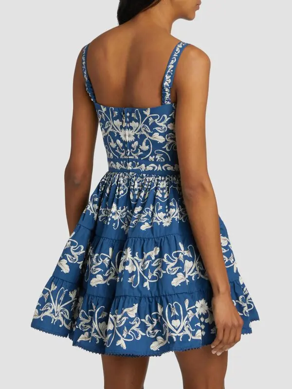 Agua Bendita Lima Ribbons Tiered Minidress