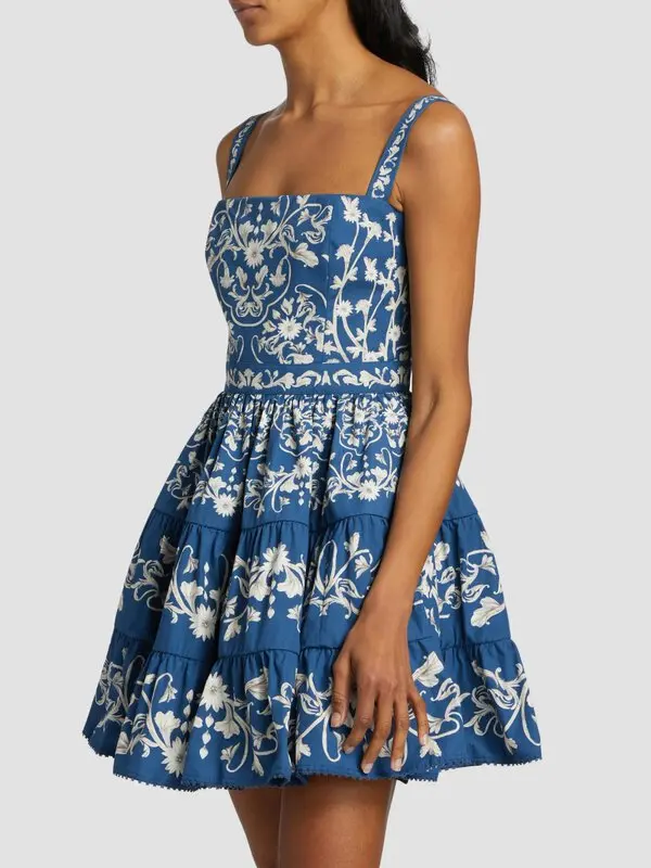Agua Bendita Lima Ribbons Tiered Minidress