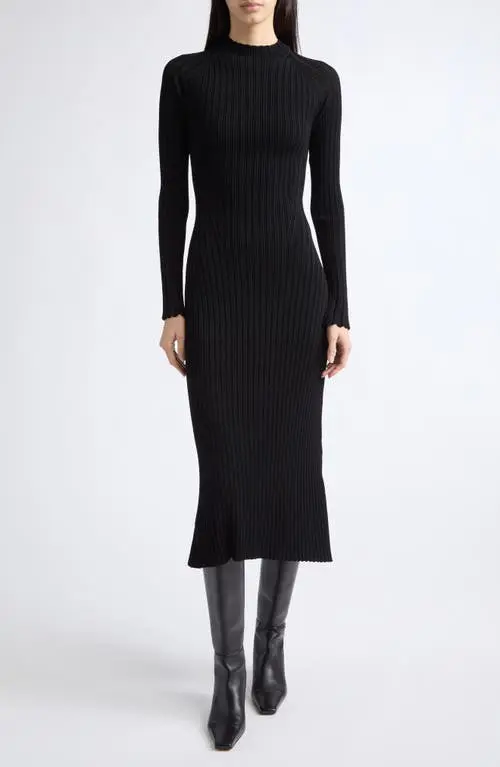 Proenza Schouler Roux Viscose & Silk Rib Midi Dress - Black
