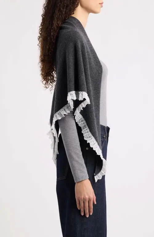 GANNI Lace Trim Triangular Xx-large Wool Scarf - Phantom