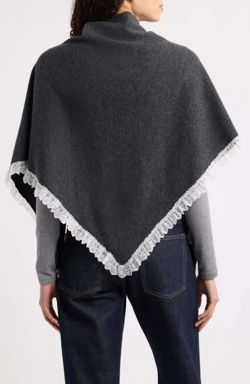 GANNI Lace Trim Triangular Xx-large Wool Scarf - Phantom