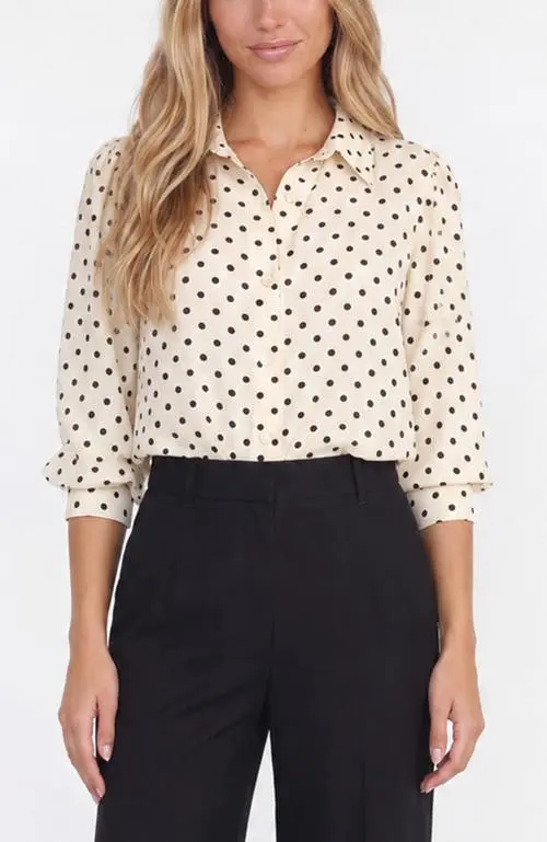 BISHOP + YOUNG Cate Polka Ruched Sleeve Top - Dot