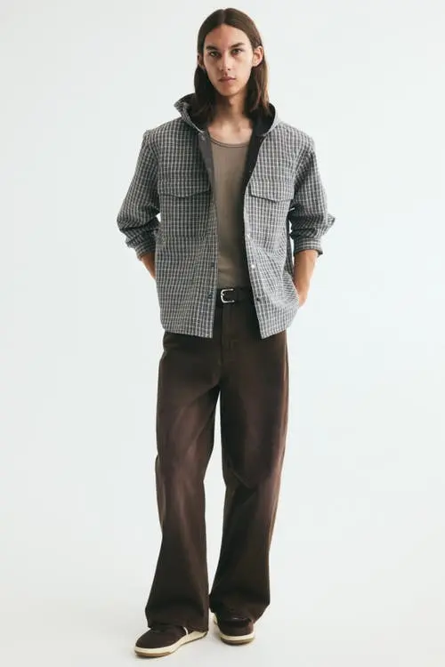 H&M Hooded Cotton Overshirt