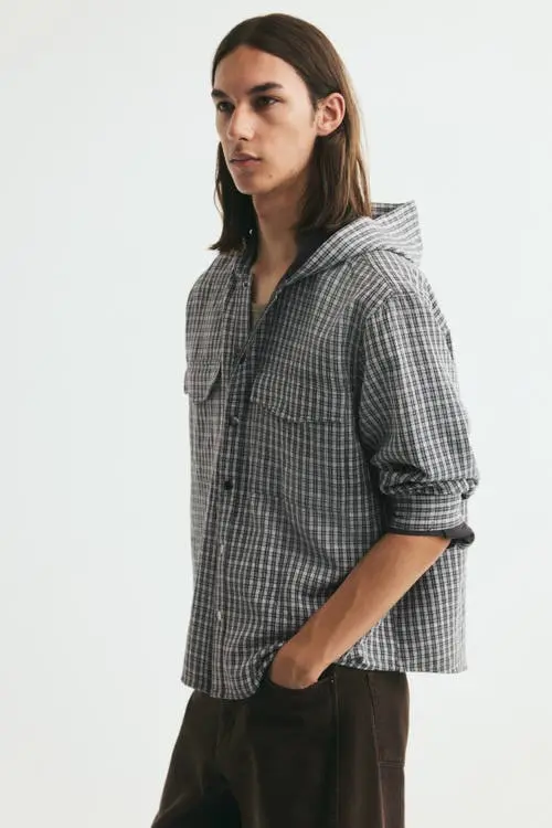 H&M Hooded Cotton Overshirt