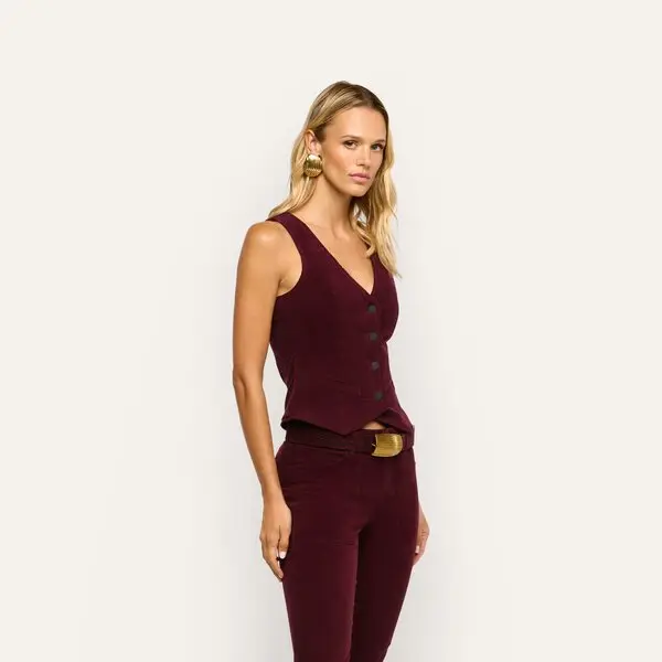 L'Agence Yelena Corduroy Vest - Deep Port