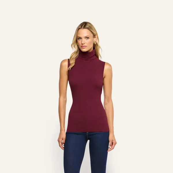 L'AGENCE Ceci Sleeveless Turtleneck - Deep Port