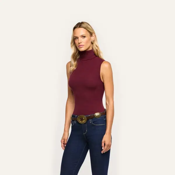 L'AGENCE Ceci Sleeveless Turtleneck - Deep Port