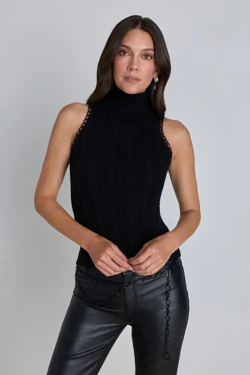 THE NOLI SHOP Lynne Knit Halter Top - Black